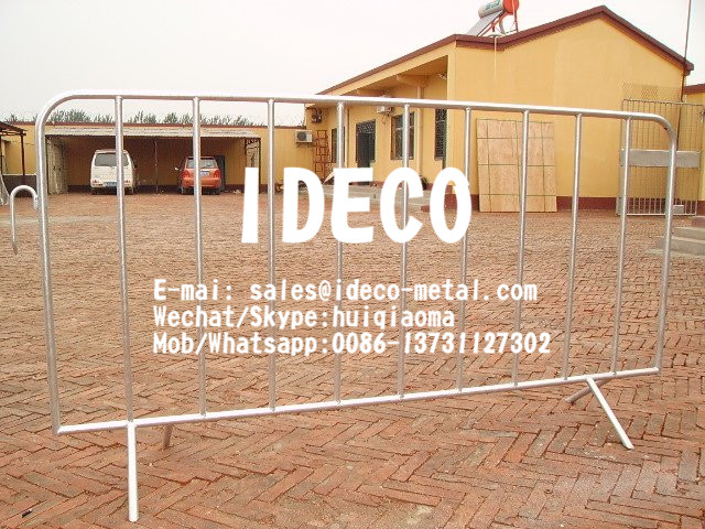 Metal Crowd Control Barricade Fixed Leg Foot Barrier, Galvanized Steel ...