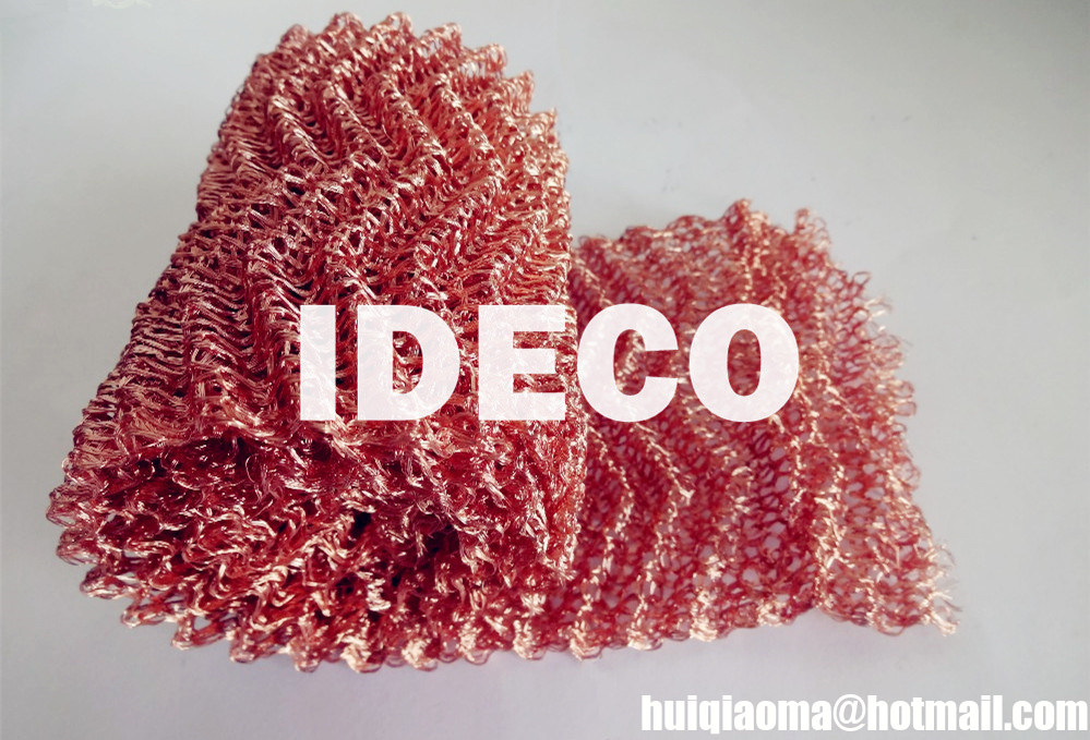 Distillation Copper Mesh Pads, Multi-filaments Knitted Copper Wire Mesh ...