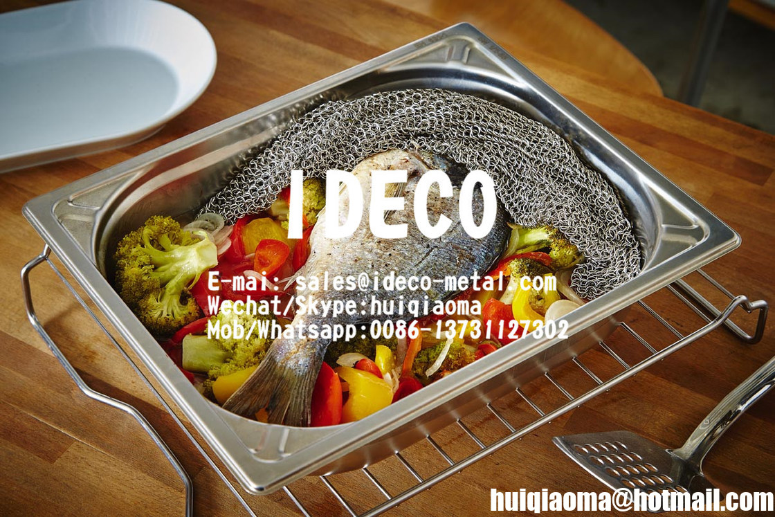Stainless Steel Chainmail Cover for Meat Fish Baking, SS Ring Mesh ...