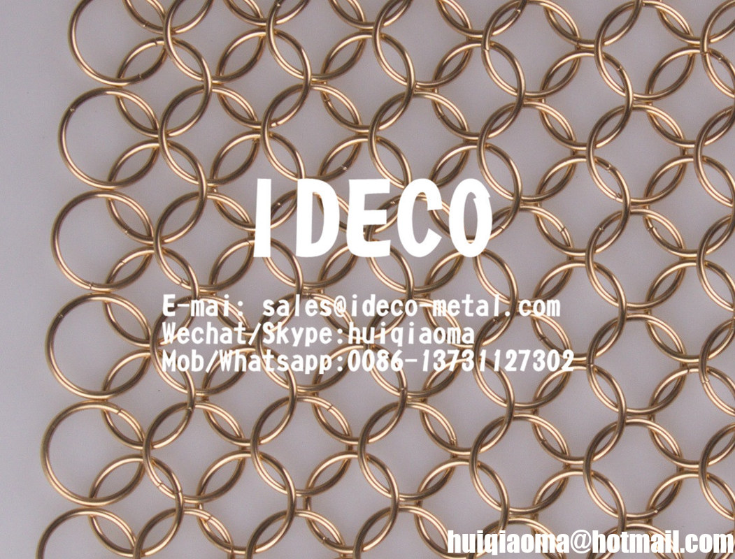 Chainmail Ring Mesh Curtain, Decorative Chain Mail Curtains, Bronze ...