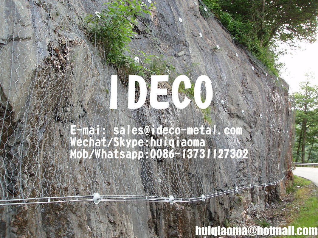 Rope Reinforced Rockfall Nets, Hexagonal Wire Netting Rock Falling ...
