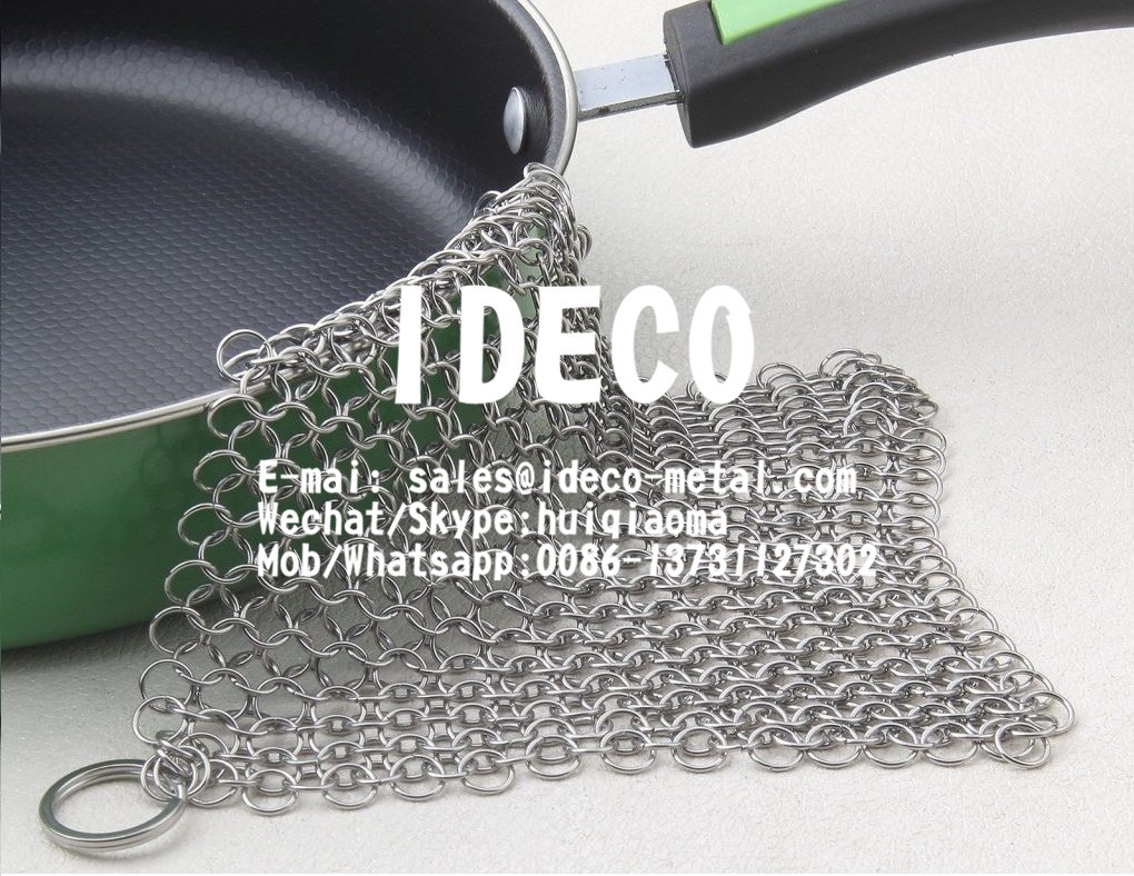 Stainless Steel Chainmail Scrubbers, Chain Mail Small Rings Cast Iron ...